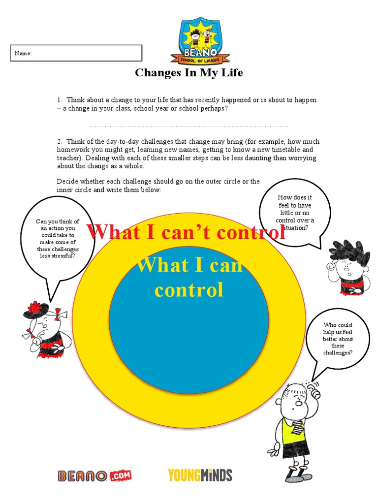 Beano PSHE Lesson 5 Extension Worksheet Understanding Change KS2 | PDF