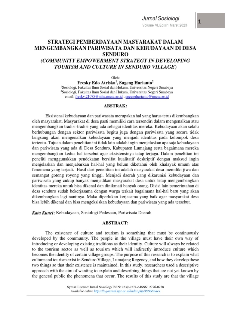 Pemberdayaan Pariwisata Desa Senduro | PDF | Ilmu Sosial