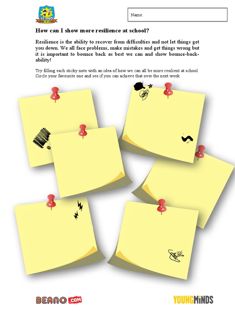 Beano PSHE Lesson 2 Extension Worksheet Brave and Resilient KS2 | PDF