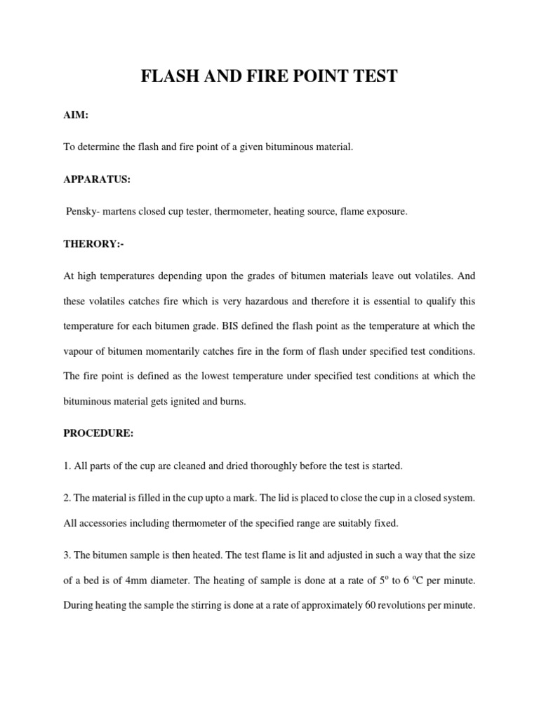 Flash and Fire Point Test | PDF