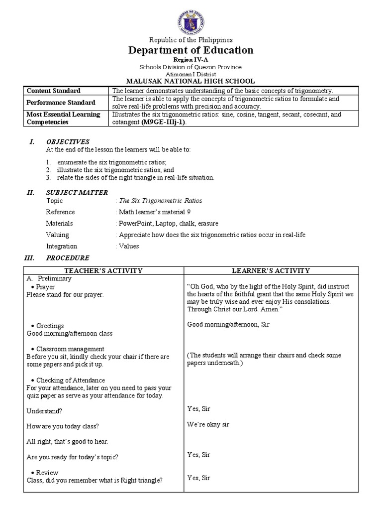 Lp 1 Six Trigonometry Pdf Trigonometric Functions Trigonometry 4432