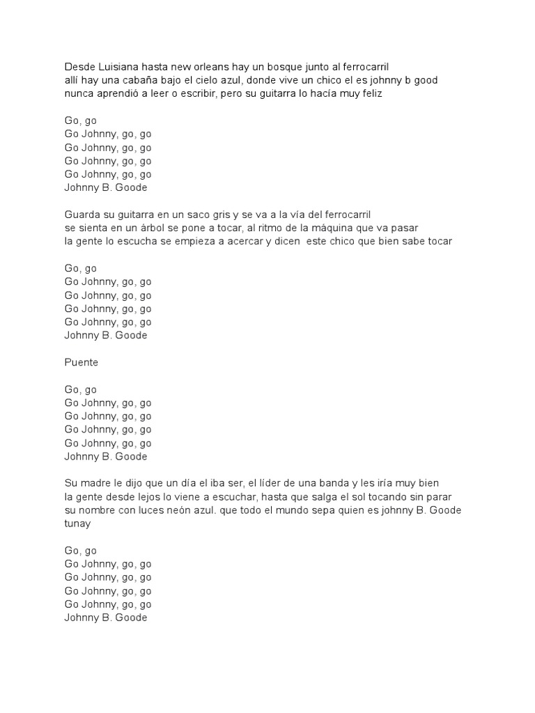Johnny B. Goode Letra Español | PDF
