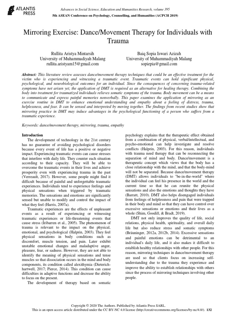 Mirroring Exercise: Dance/Movement Therapy For Individuals With Trauma ...