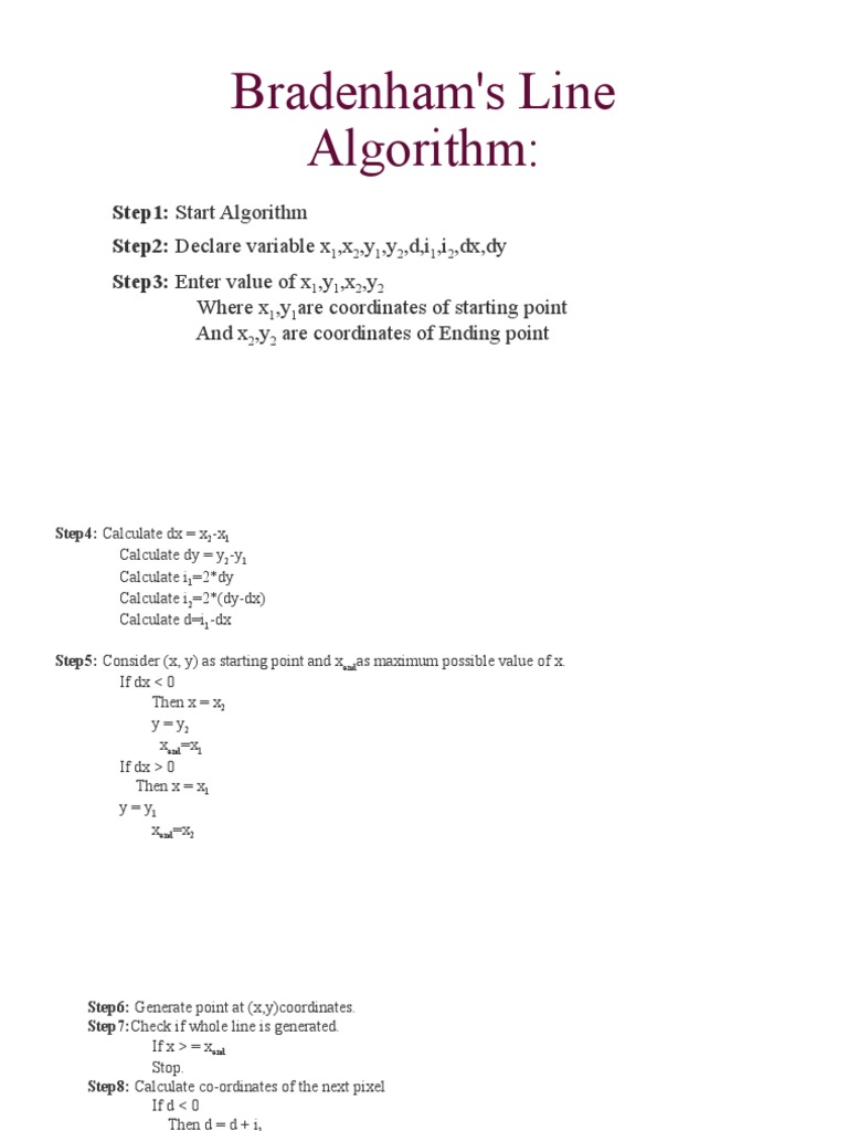 Bradenham's Line Algorithm | PDF | Computer Science | Geometry