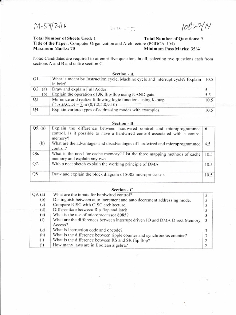 COA (1st) Dec2020 | PDF | Computer Engineering | Computer Architecture