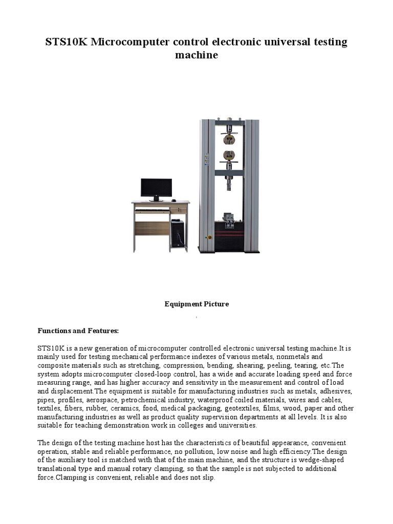 STS10K Universal Testing Machine | PDF | Science & Mathematics ...