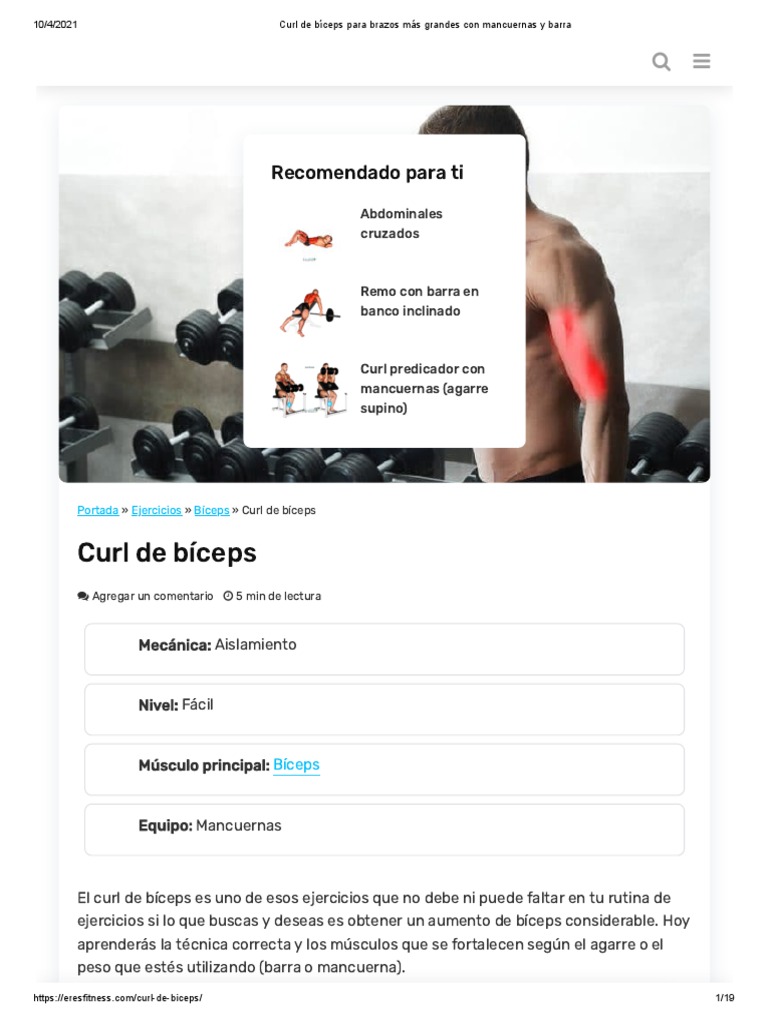 Ejercicios de Curl para Bíceps | PDF | Entrenamiento con pesas