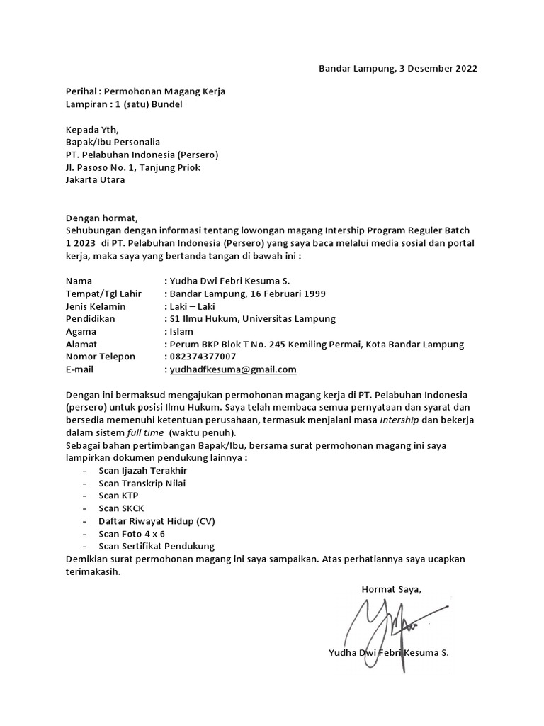 Surat Permohonan Magang Pdf
