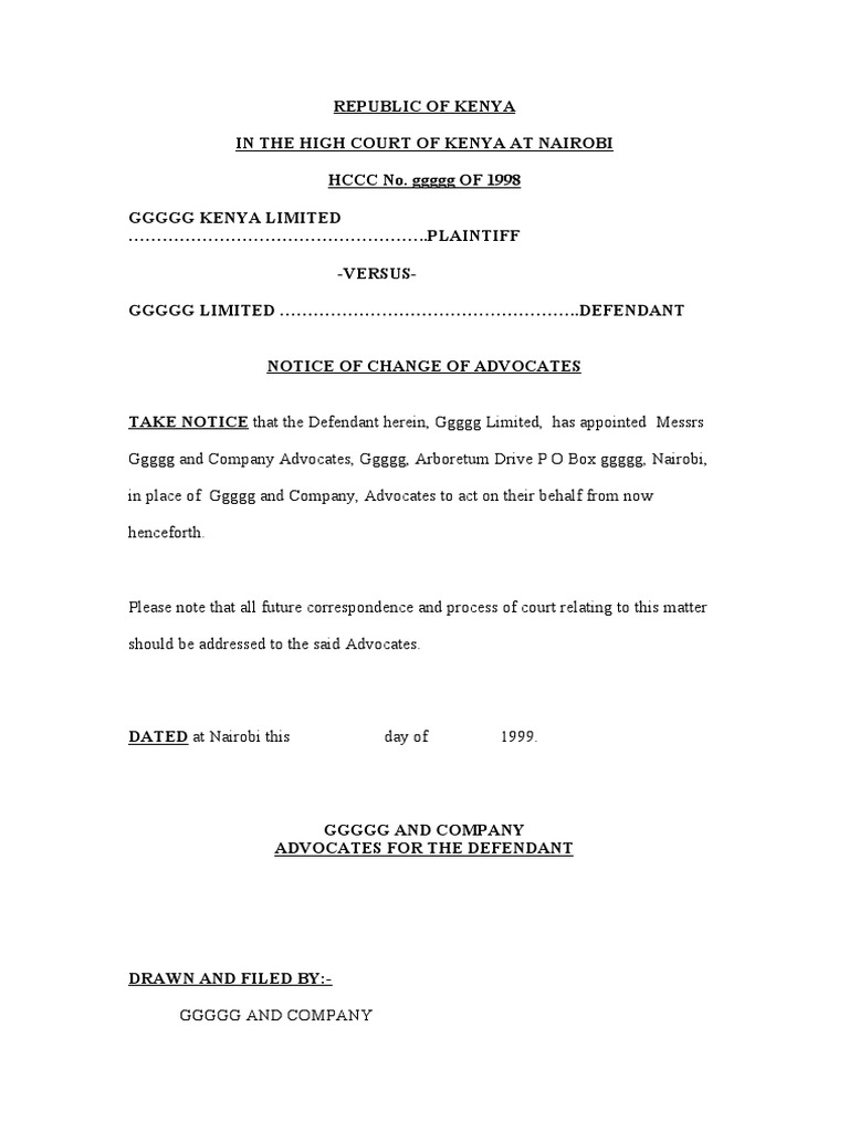 Notice of Change of Advocate | PDF