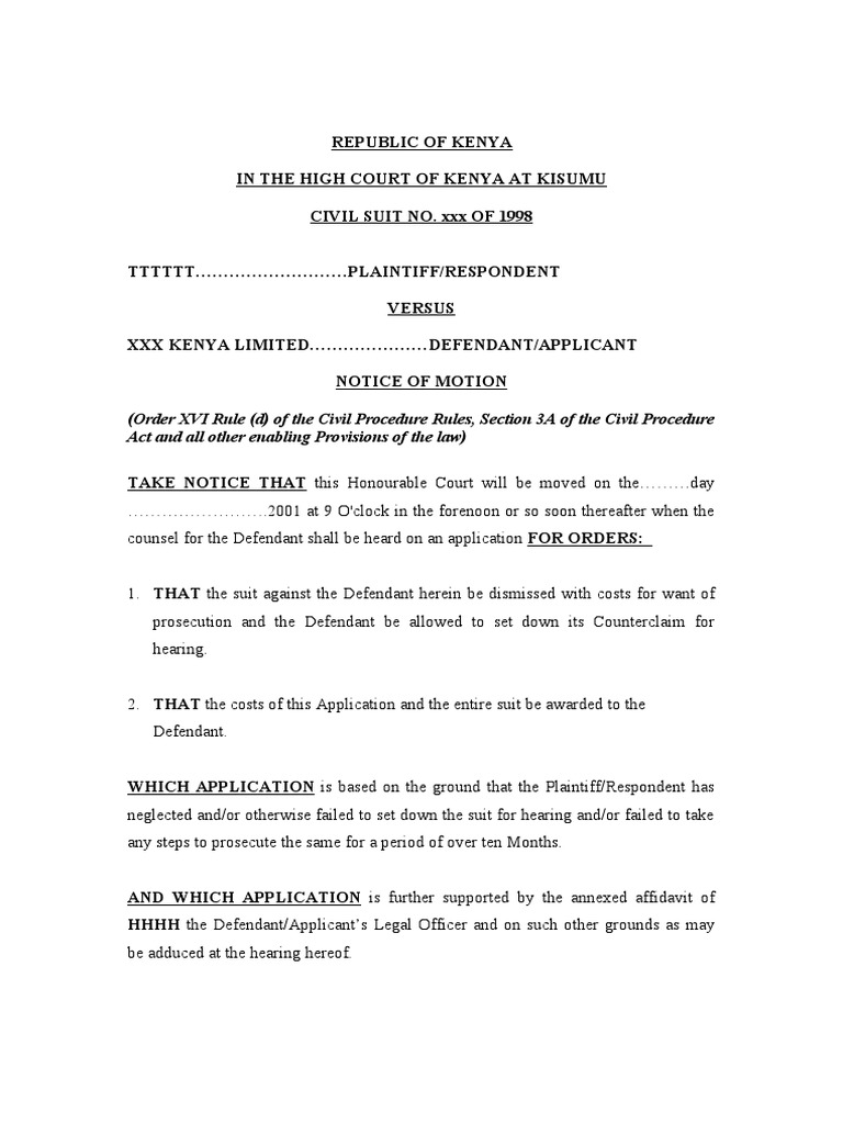 Notice of Motion | Download Free PDF | Lawsuit | Justice