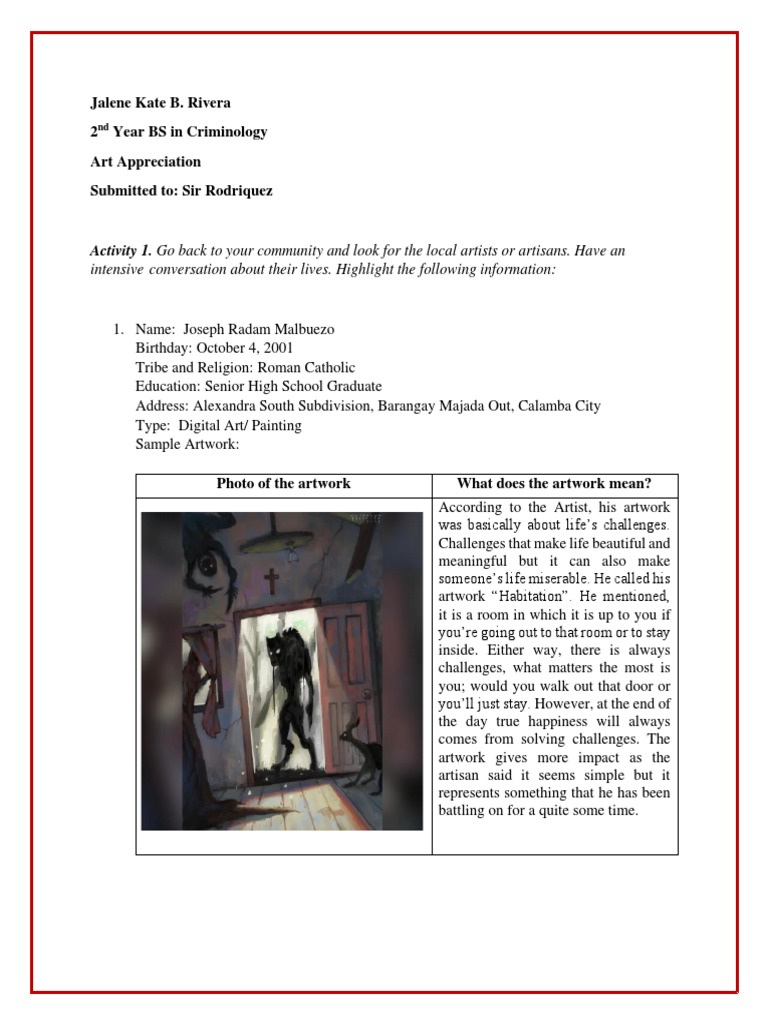 Artapp - Unit 3 Topic 1 - Rivera | PDF | Experience | Knowledge