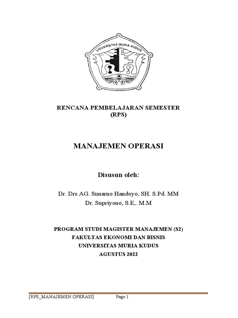 Rps Manajemen Operasi - Perumperindo.co.id