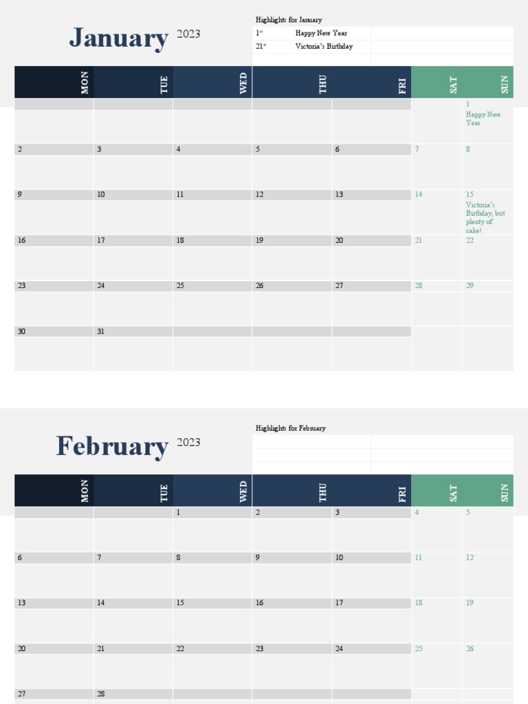 Modern Calendar With Highlights | PDF