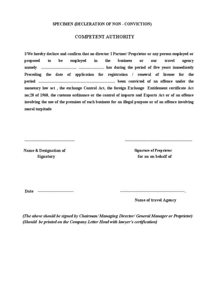 Declaration of Non-Conviction - Format3047961102 | PDF