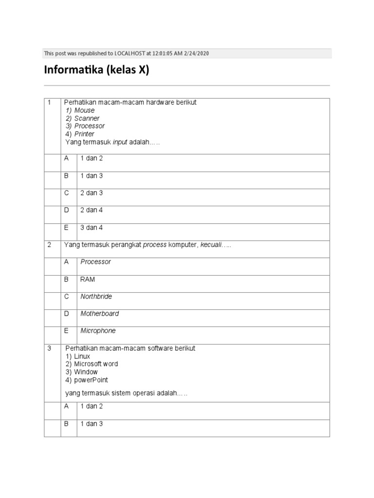 Soal Informatika | PDF