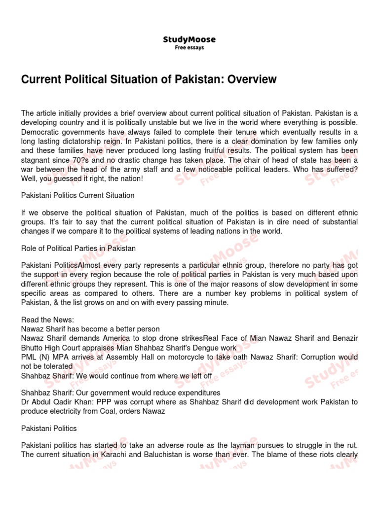 Current Political Situation of Pakistan - Overview | PDF | Nawaz Sharif ...