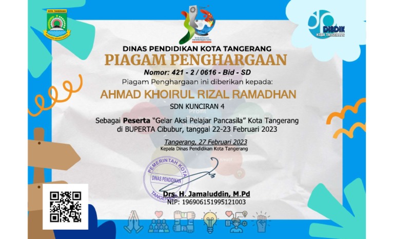 Piagam Gelar Aksi Ahmad Khoirul Rizal Ramadhan | PDF