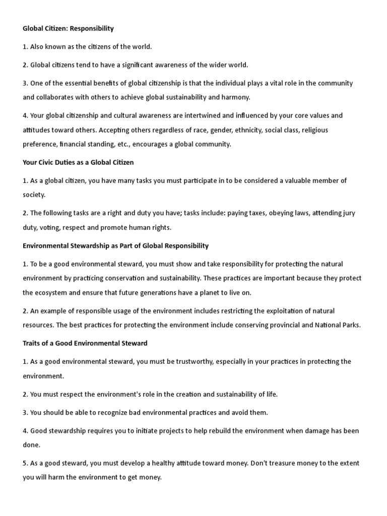 Global Citizen - Basic Concepts | PDF