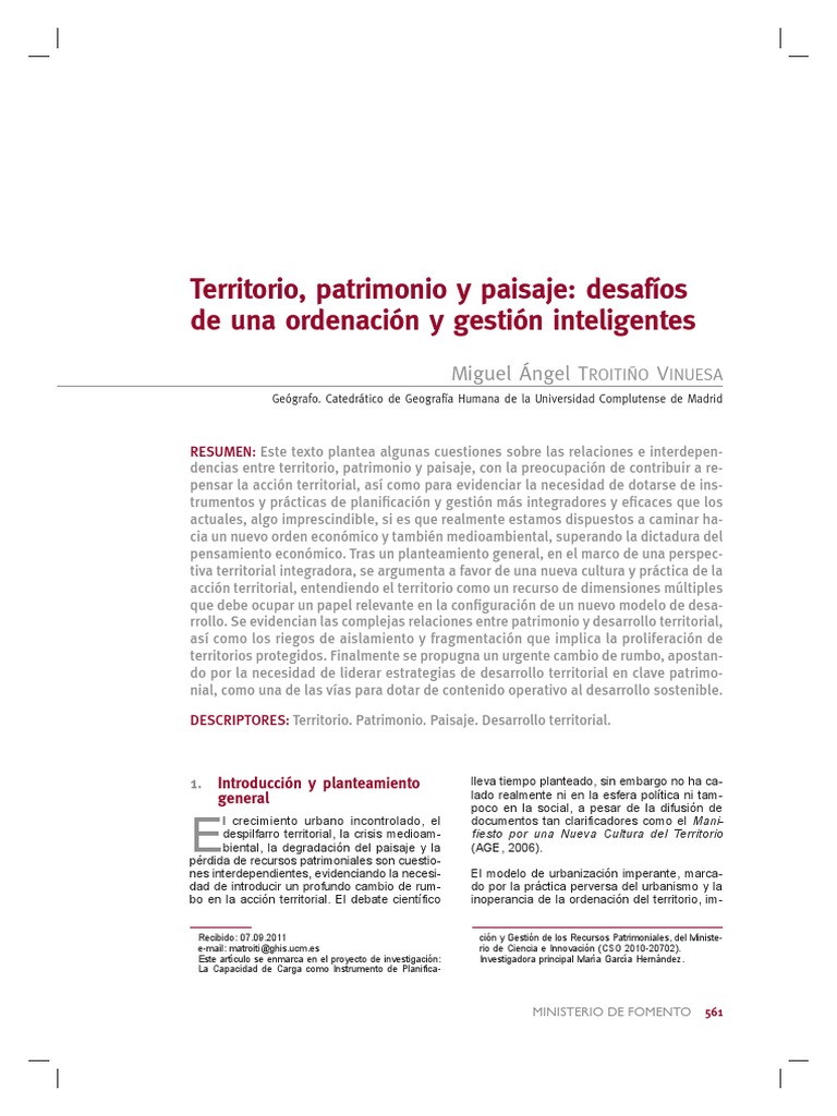 TROITINO Territorio Patrimonio y Paisaje Desafios | PDF | Paisaje ...