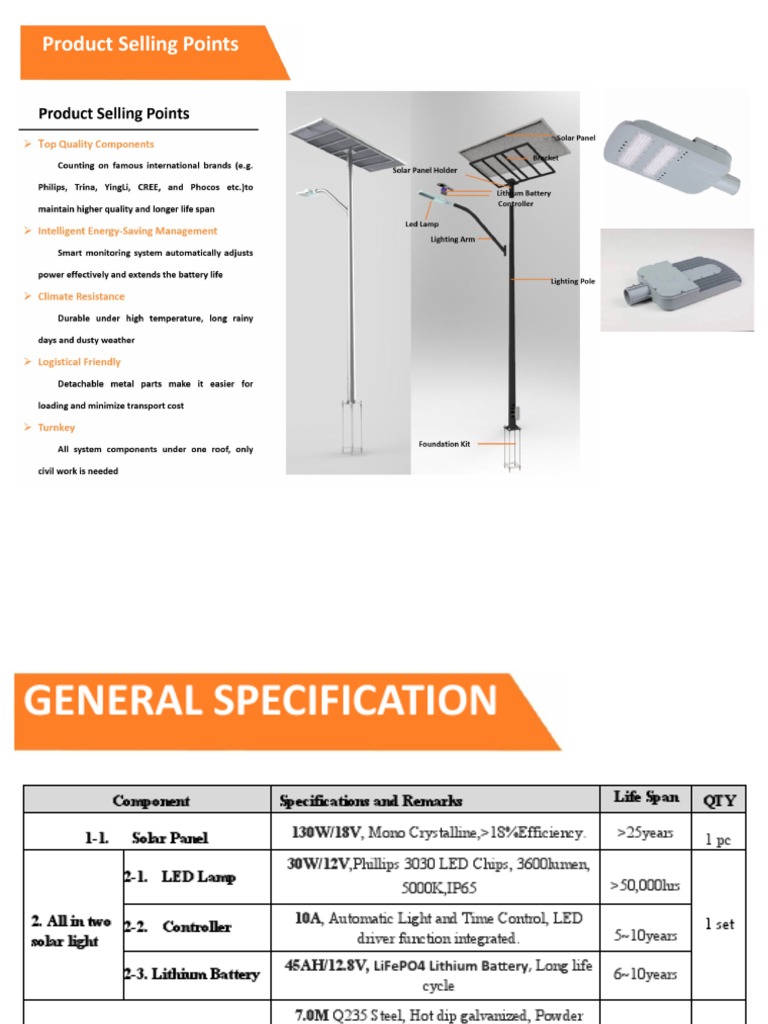 1 - 1 - Specs of All in Two Solar Street Light-Justin | PDF