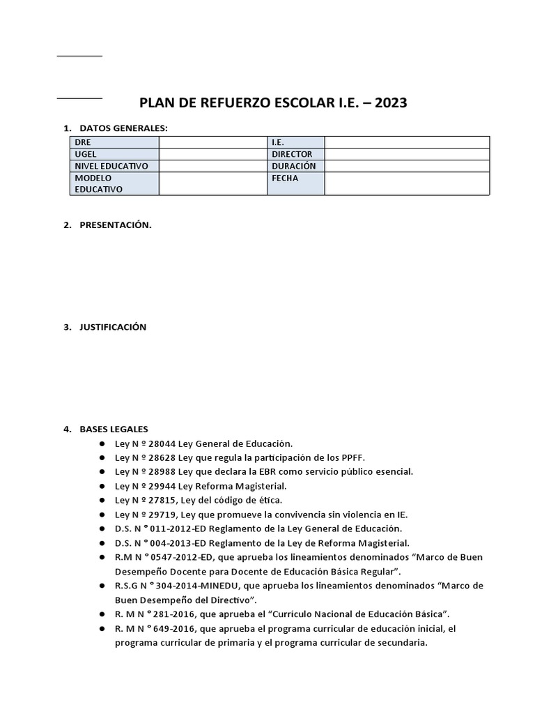 Plan de Refuerzo Escolar 2023 | PDF | Evaluación | Science