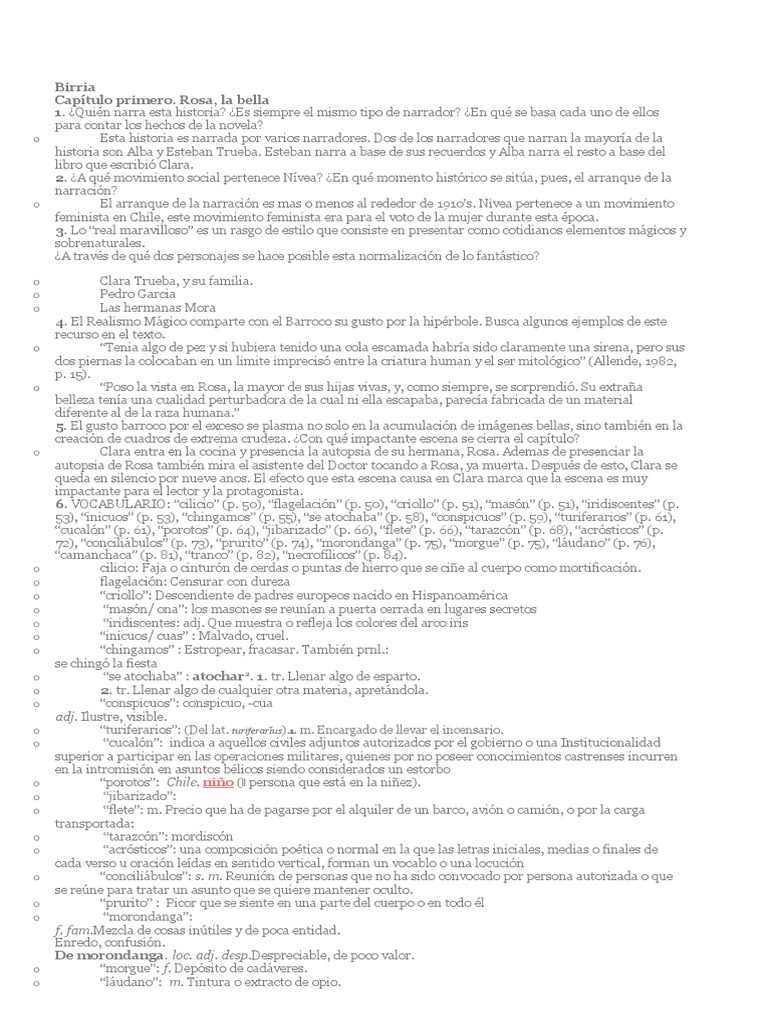 Guia La Casa de Los Espiritus | PDF