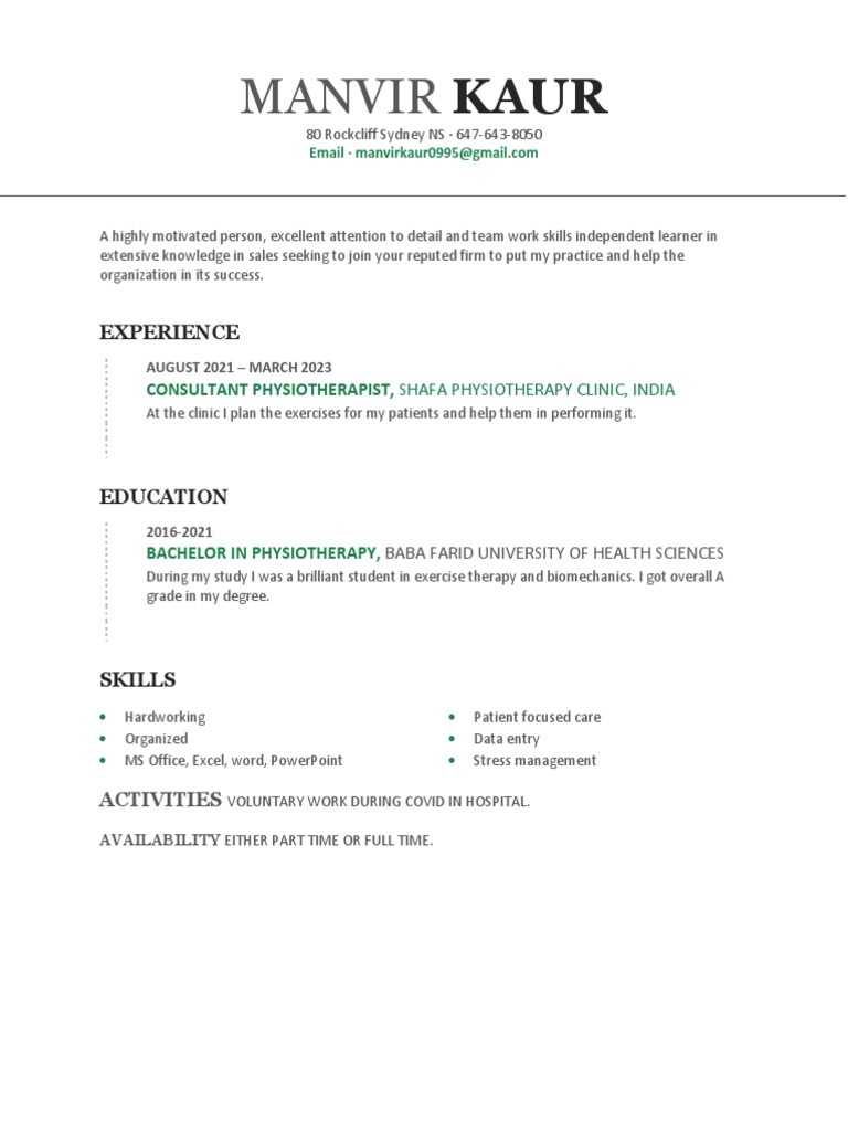 Manvir Kaur Resume | PDF