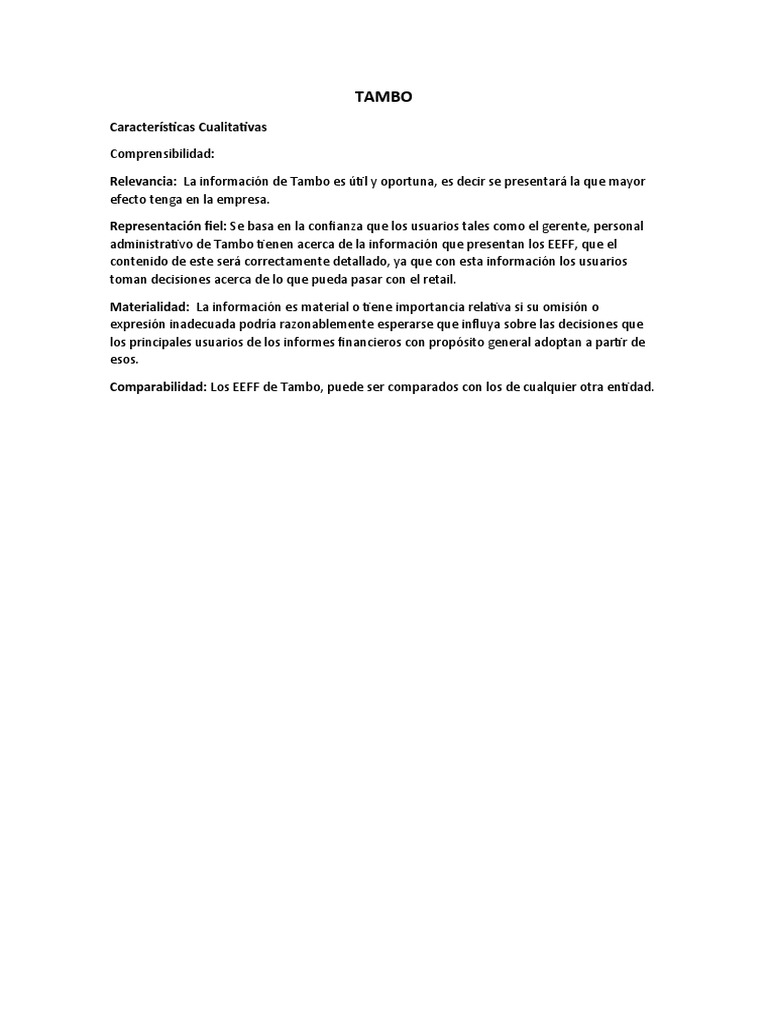Caracteristicas de Tambo | PDF