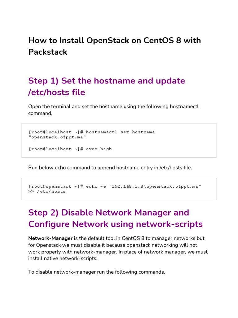 How To Install Openstack On Centos 8 With Packstack Pdf Open Stack Installation Computer