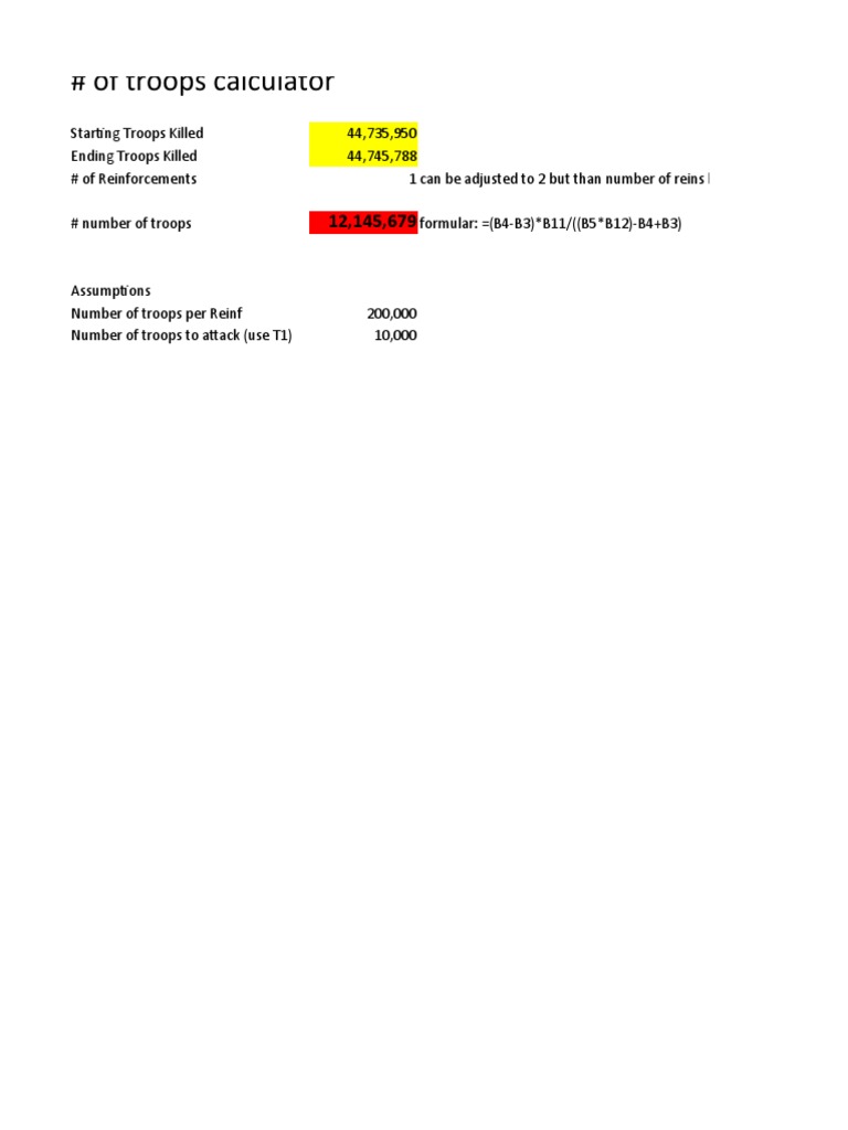 Troop Calculator for Battle Analysis | PDF