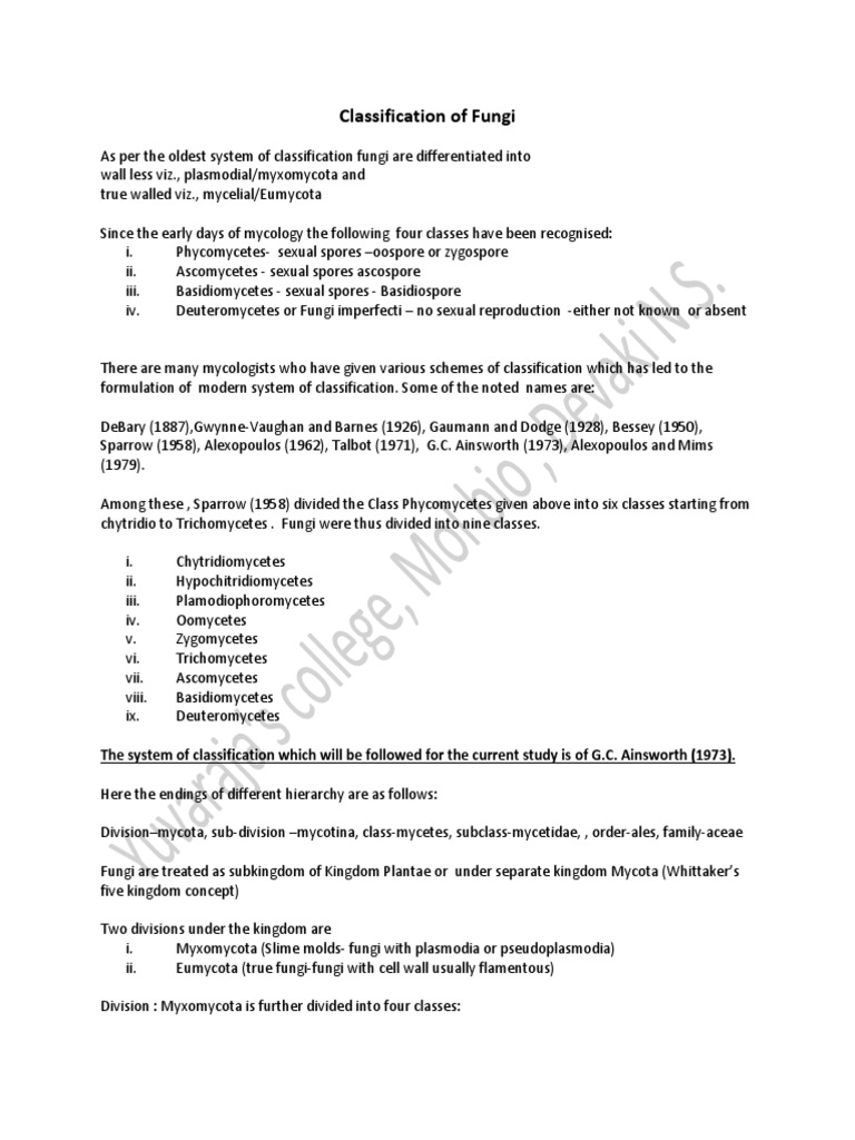 classification -fungi Nov 2022-1 | PDF | Fungus | Eukaryotes