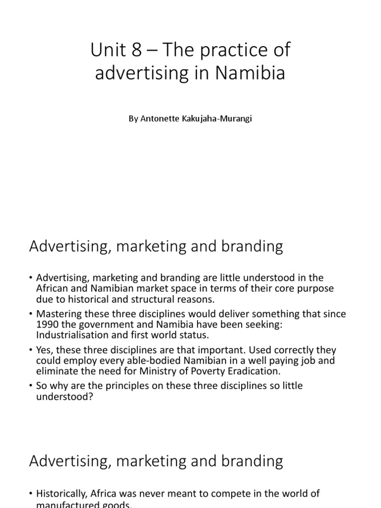 Unit 8 - The Practice of Advertising in Namibia | PDF | Namibia ...