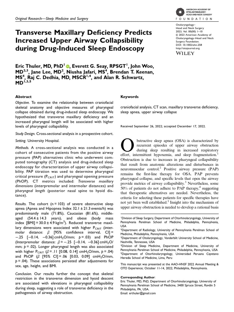 Otolaryngol - Head Neck Surg - 2023 - Thuler - Transverse Maxillary ...
