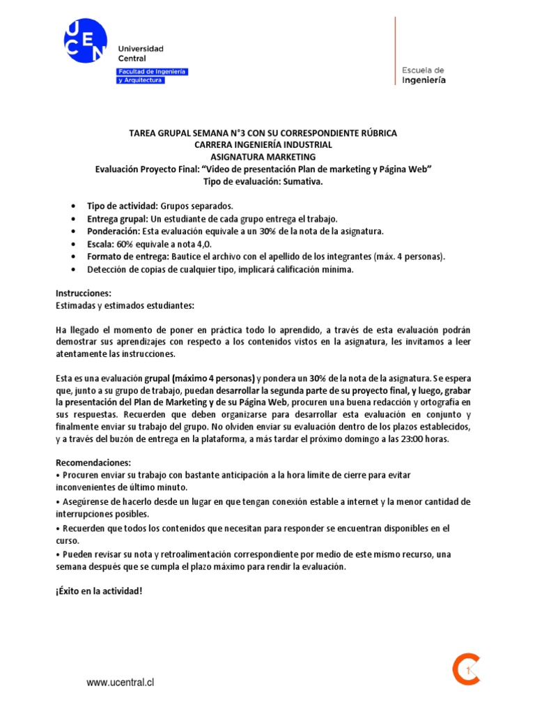 S3 - Tarea - Proyecto Final de Marketing | PDF | Producto (Negocio) | Business