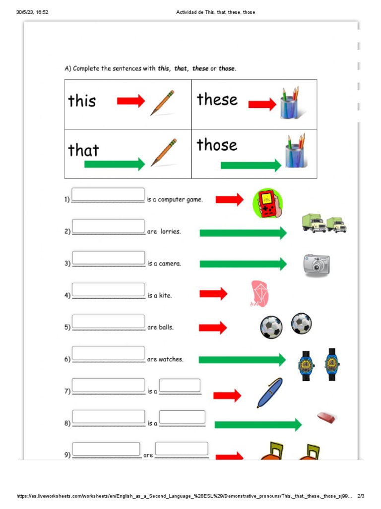 Actividad de This, That, These, Those | PDF Actividad de This, That, These, Those | PDF