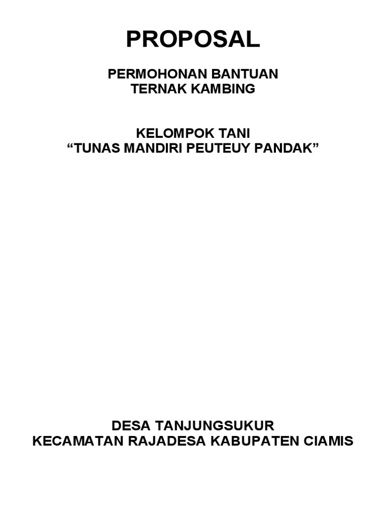 Proposal Permohonan Bantuan Ternak Kambing G A | PDF Proposal Permohonan Bantuan Ternak Kambing G A | PDF