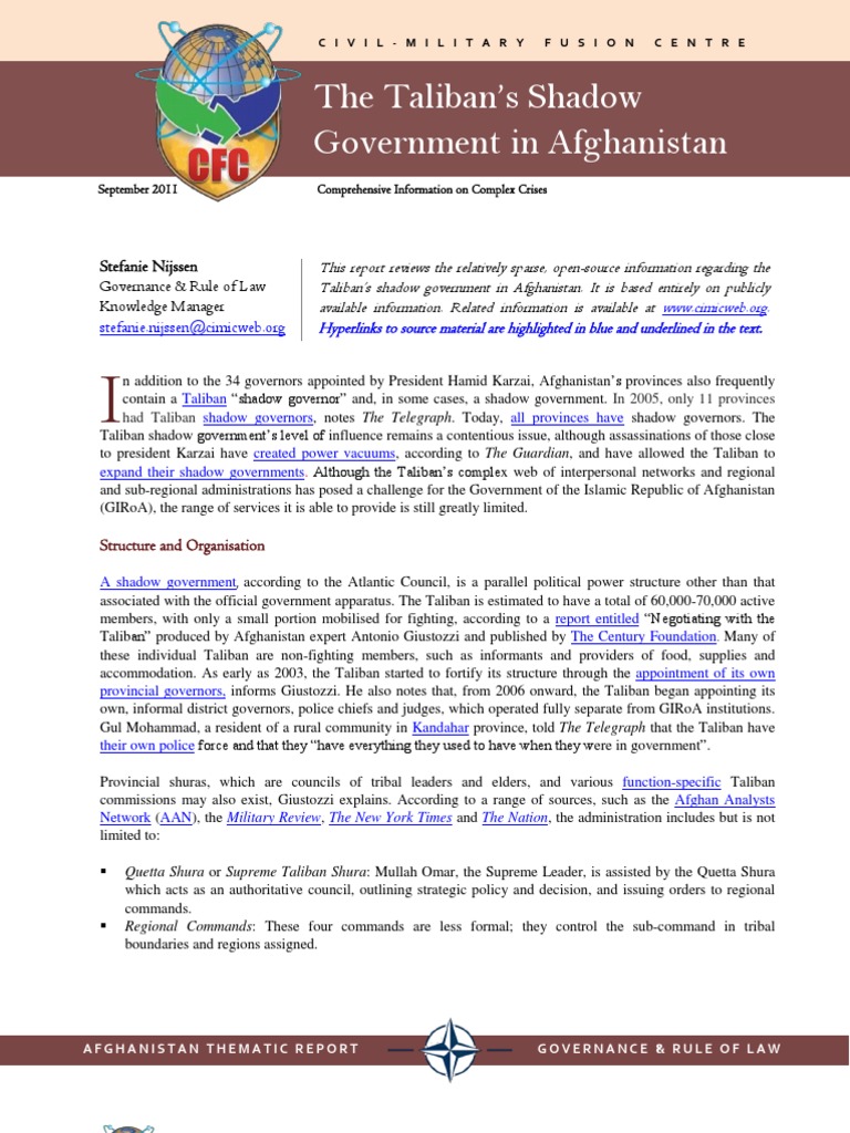 The Taliban's Shadow Government in Afghanistan | PDF | Taliban ...