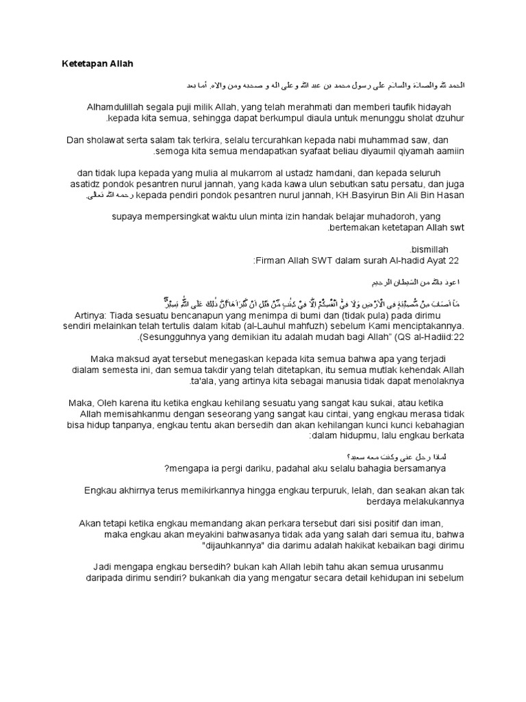 Ketetapan Allah | PDF