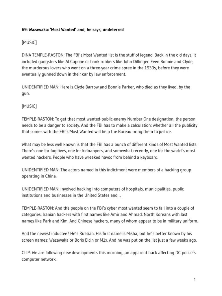 69: Wazawaka: ‘Most Wanted’ and, he says, undeterred | PDF | Security ...