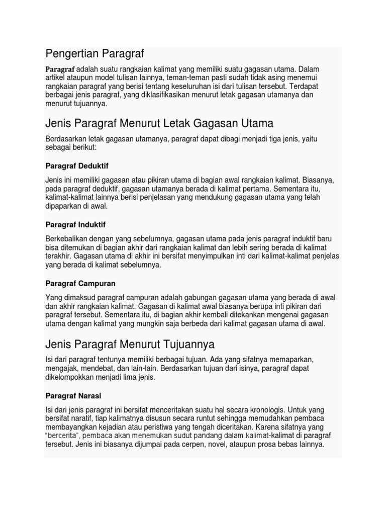 Pengertian Paragraf | PDF