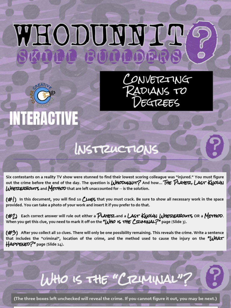 Whodunnit - Converting Radians To Degrees | PDF