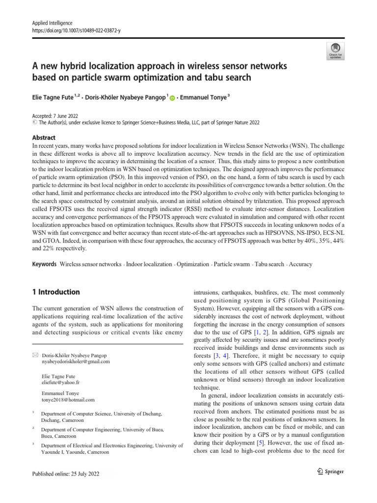 A New Hybrid Localization Approach in Wireless Sensor Networks Based On Particle Swarm ...