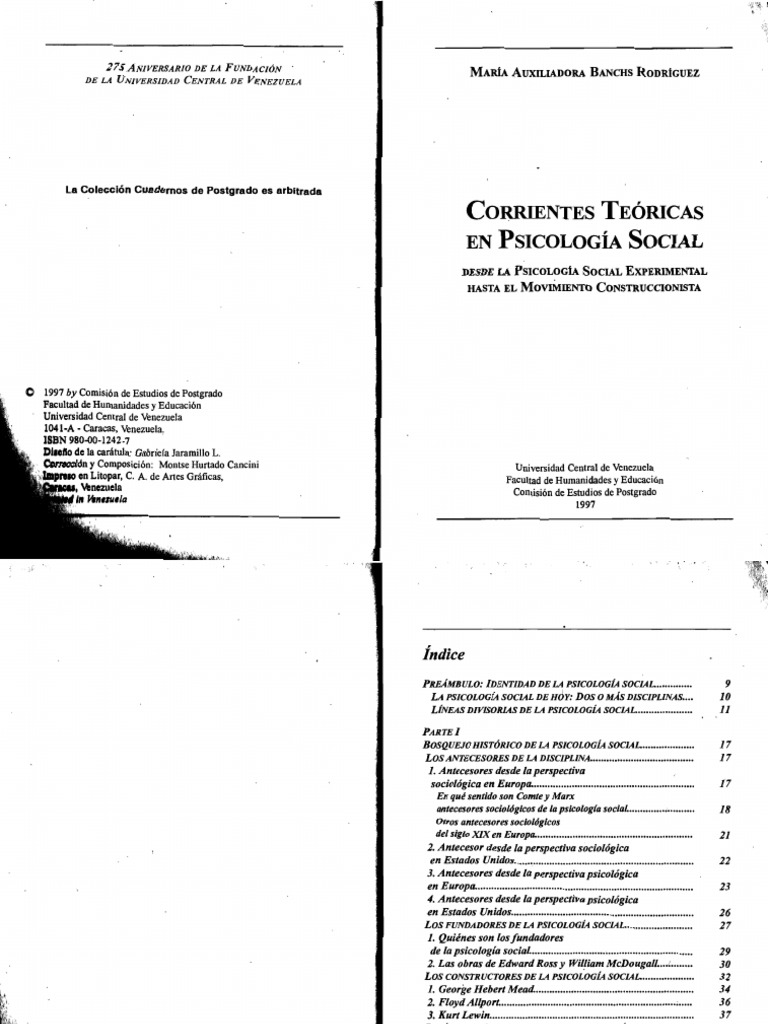 Corrientes Teóricas en Psicología Social Banchs | PDF | Sicología ...