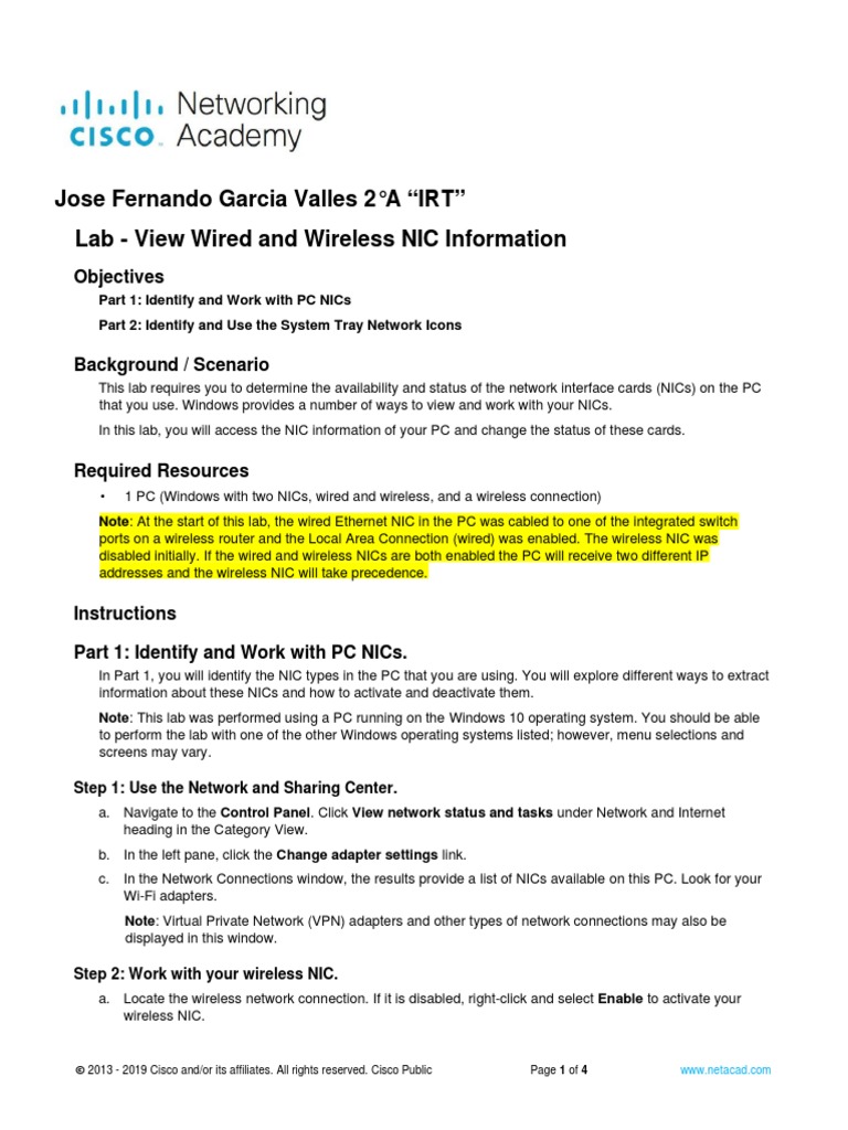 Laboratorio 4.6.6 | PDF | Ip Address | Network Protocols