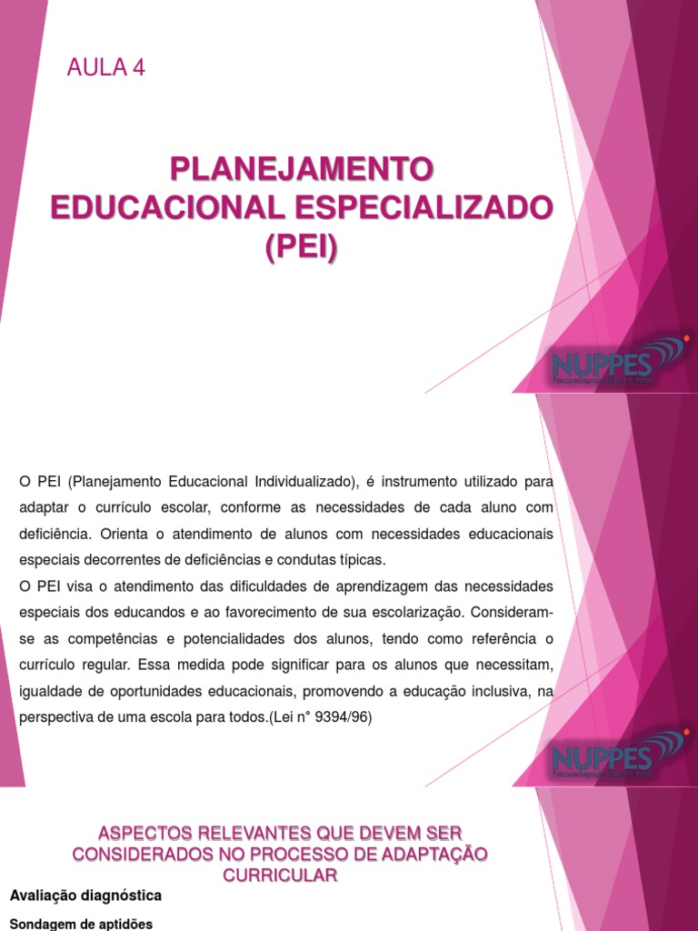 PEI AEE Plano Educacional Individualizado TEA Modelo NUPPES | PDF ...