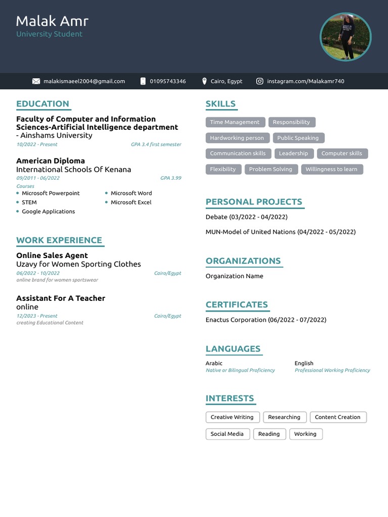 Malak's Resume | PDF | Career & Growth