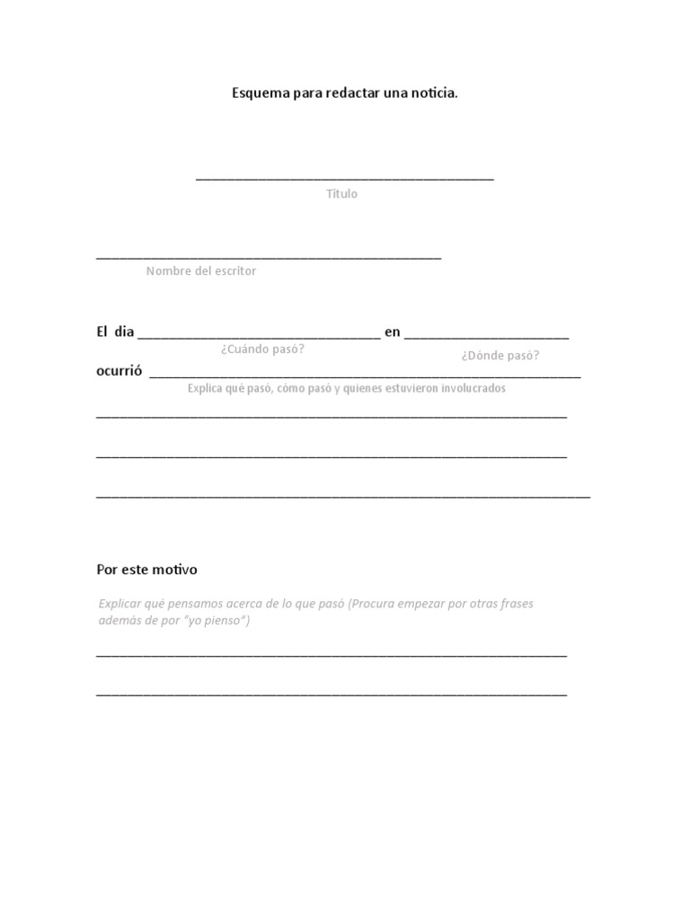 Plantilla para Escribir Noticias | PDF