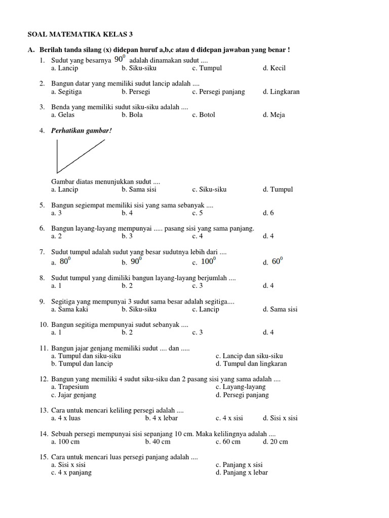 Soal PAT Matematika Kelas 3 | PDF