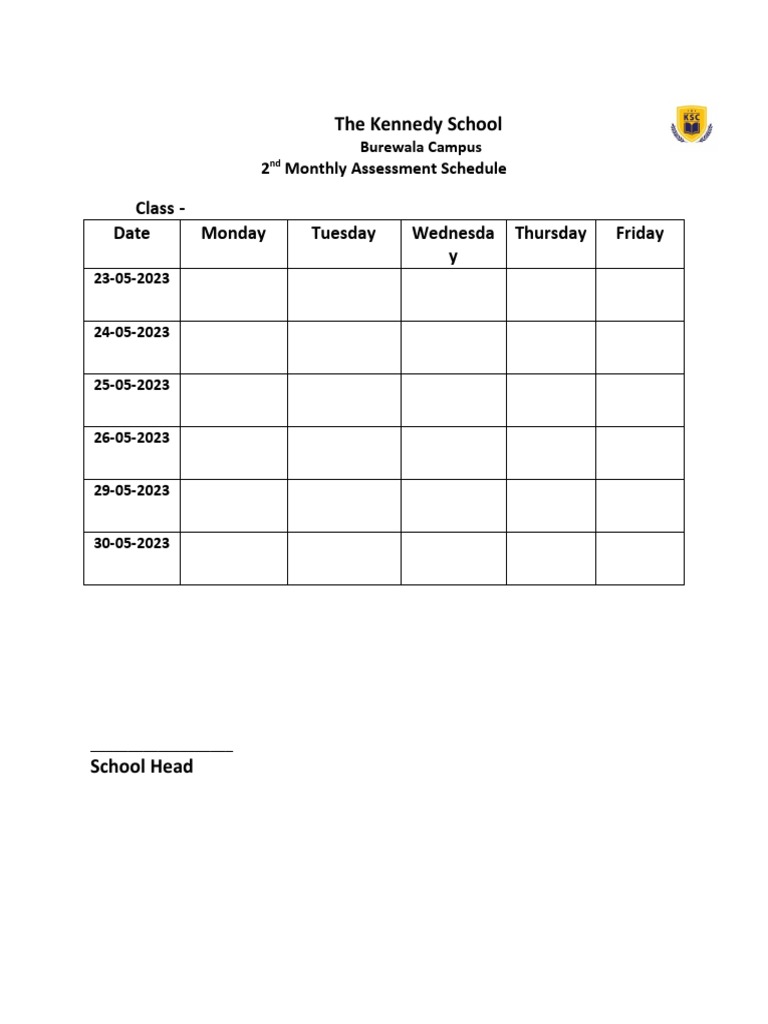 Monthly Assessment Format - Blank | PDF