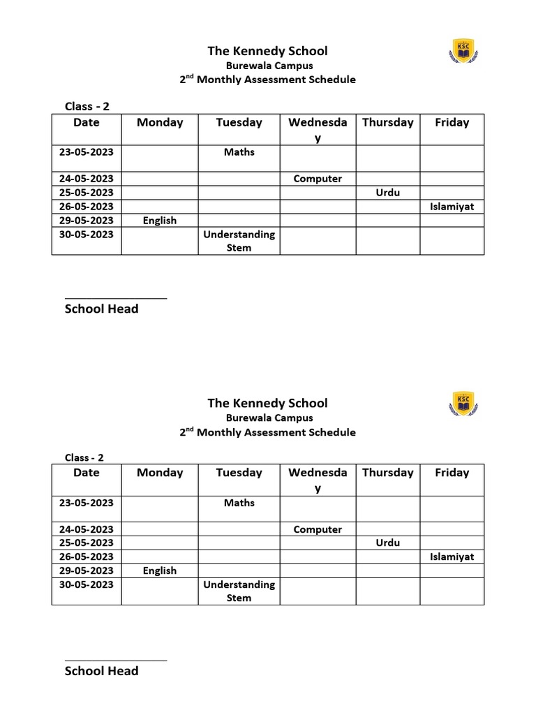Monthly Assessment Format - CL2 | PDF
